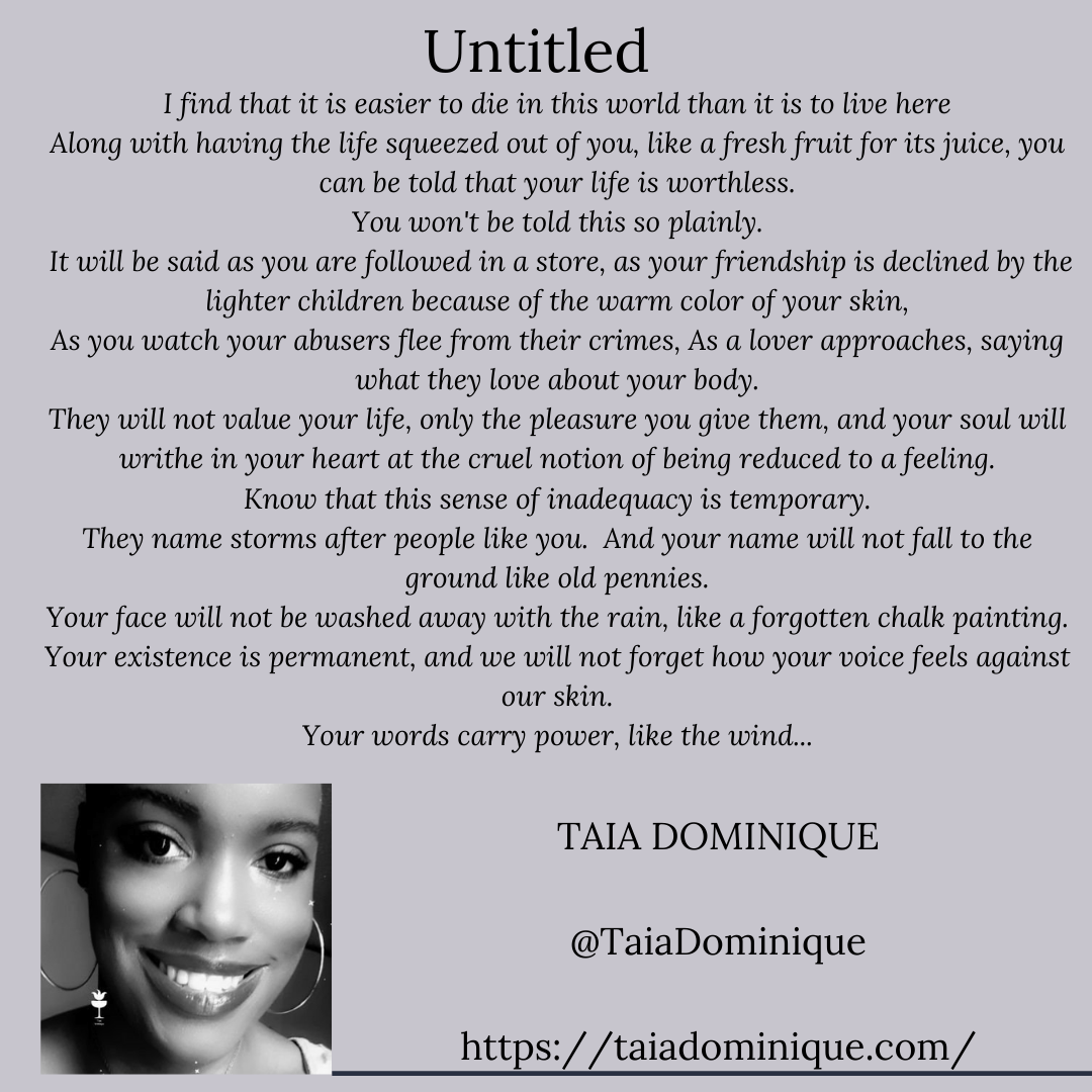 Featured Poet Taia Dominque – E. J. Dawson
