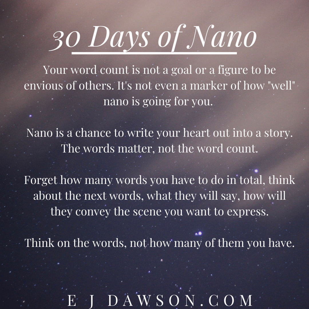 30 Days of Nano – Word Count – E. J. Dawson
